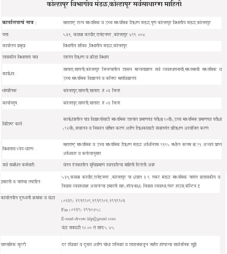 Maharashtra State Board Of Secondary & Higher Secondary Education, Kolhapur